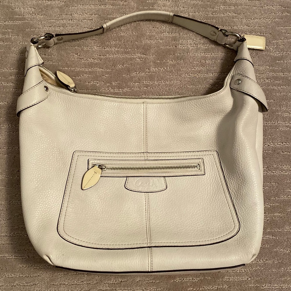 Coach Pebbled Leather Purse Ivory - Gem
